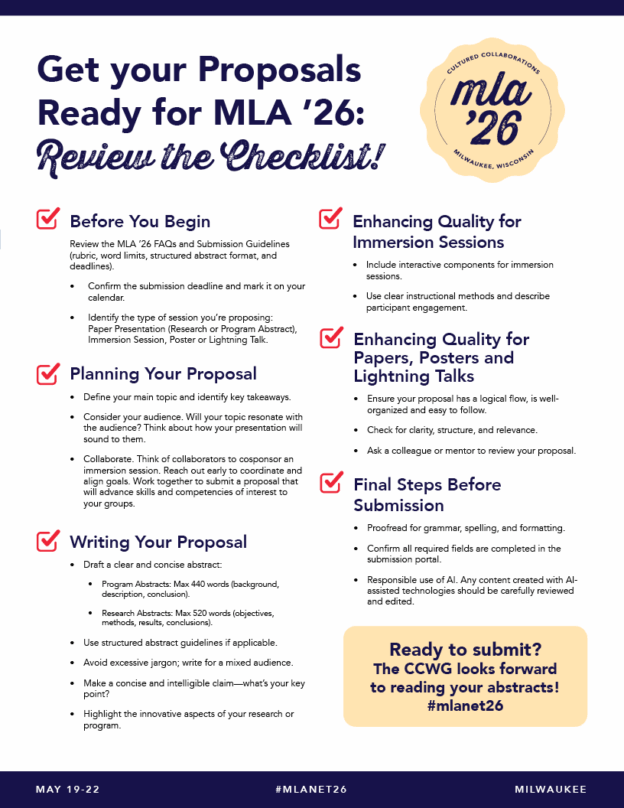 Brie-lliant Proposals Start Here: Review the MLA ’26 Submission Tips! - MLA